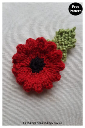 6 Poppy Flower Free Knitting Pattern