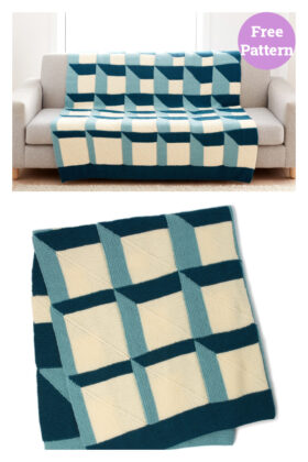 3D Illusion Shadow Squares Free Knitting Pattern