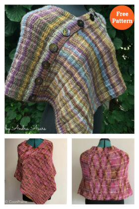 4 Easy Button Poncho Free Knitting Pattern