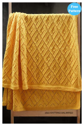 5 Diamond Lace Blanket Free Knitting Pattern