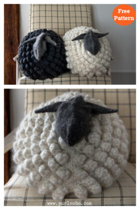 3 Sheep Pillow Free Knitting Pattern