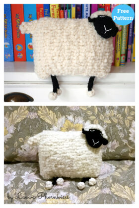3 Sheep Pillow Free Knitting Pattern