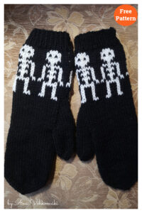 Halloween Skeleton Gloves Free Knitting Pattern