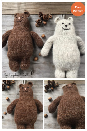 6 Cute Bear Toy Free Knitting Pattern