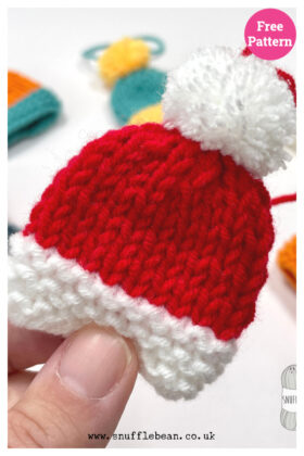 Mini Santa Hat Ornament Free Knitting Patterns