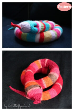 8 Striped Snake Stuffed Toy Knitting Patterns - Page 2 of 2