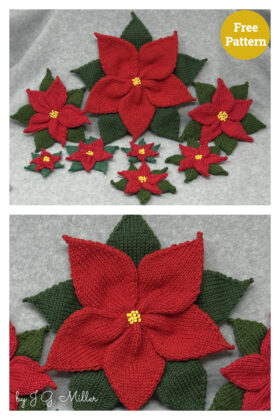 Poinsettia Flower Knitting Patterns