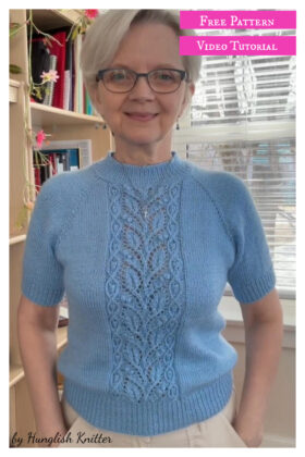 Bonus Lace Tee Free Knitting Pattern and Video Tutorial