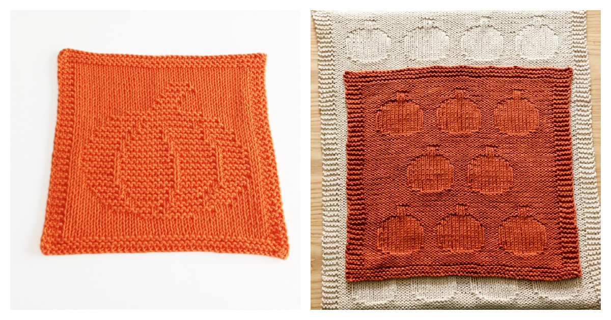4 Pumpkin Texture Dishcloth Knitting Patterns
