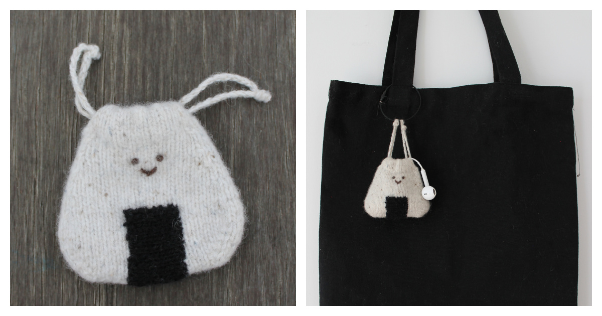 Onigiri Earbud Bag Free Knitting Pattern