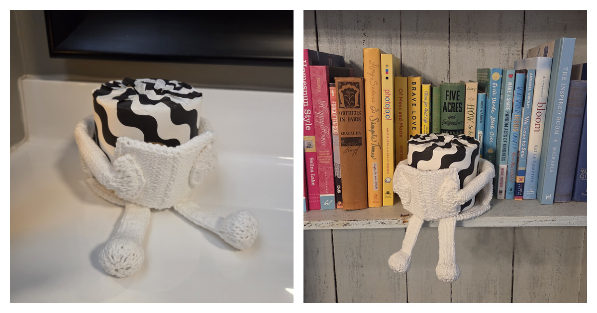 Book Reader Toilet Roll Cover Free Knitting Pattern