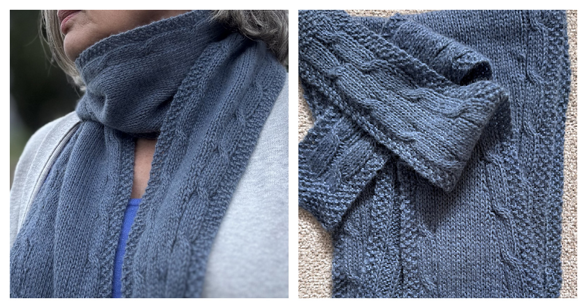 Guernsey Scarf Free Knitting Pattern - Cable and Moss